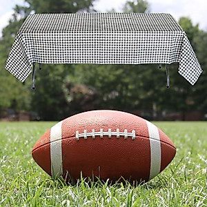 Havercamp Houndstooth Table Cover (54" x 108"). Water and Tear Resistant, Black and White Paper Cover. Alabama Houndstooth