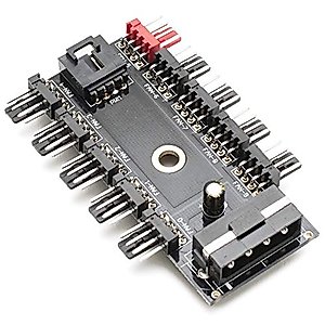 BUYMINERS.CA Chassis Fan Hub CPU Cooling 10 Port 12 V Molex to PWM Connector with 3 & 4 Pin - Efficient PC-Fan Controller System with Adhesive Tape Dedicated Supply from PSU to Link Multiple Points