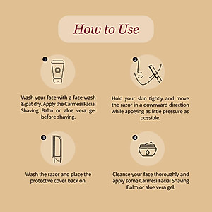 Carmesi Facial Razor for Women | Painless & Precision Face Hair Removal | for Peach Fuzz, Eyebrow, Chin & Upper Lip | Gentle Exfoliation & Smoother Skin | (3 Count)