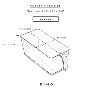 BINO | Clear Storage Organizer | THE HOLDER COLLECTION | Clear Containers for Organizing with Built-in Handles | Pantry Organization and Storage | Fridge Organizer | Smart Storage Bin Cabinet | Medium