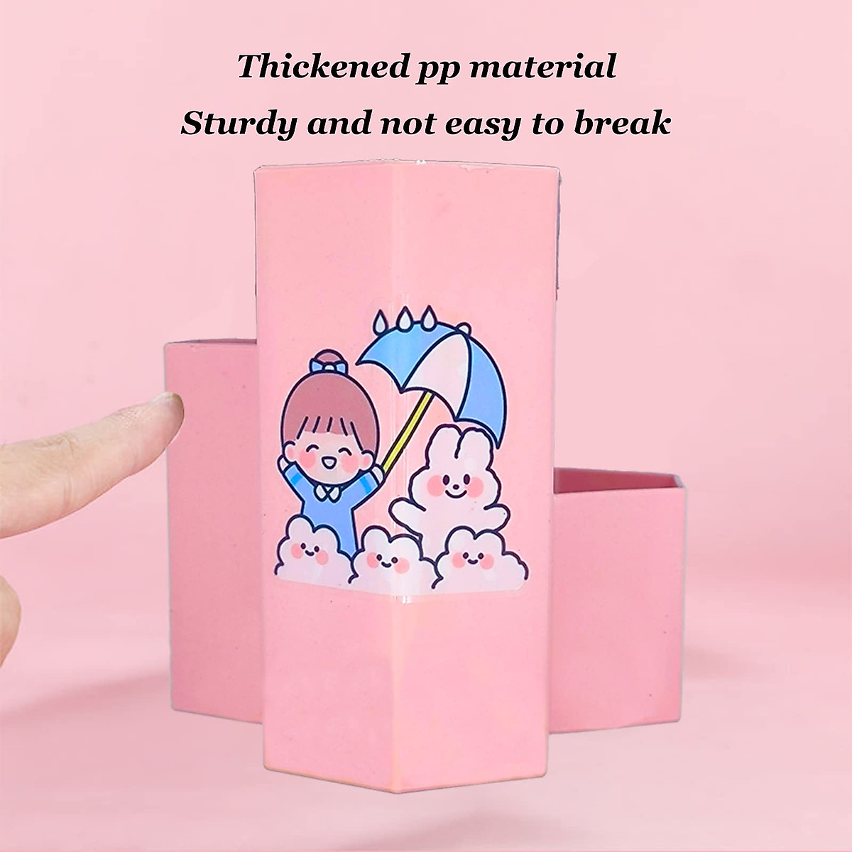 Decohomeforu Desk Pencil Pen Holder, 3 Slots Desk Organizer, Office Supplies Accessory, Cute Desktop Storage Box for Home School Office Art Supply, Pencil Cup, Desktop Stationary Organizer (Pink)