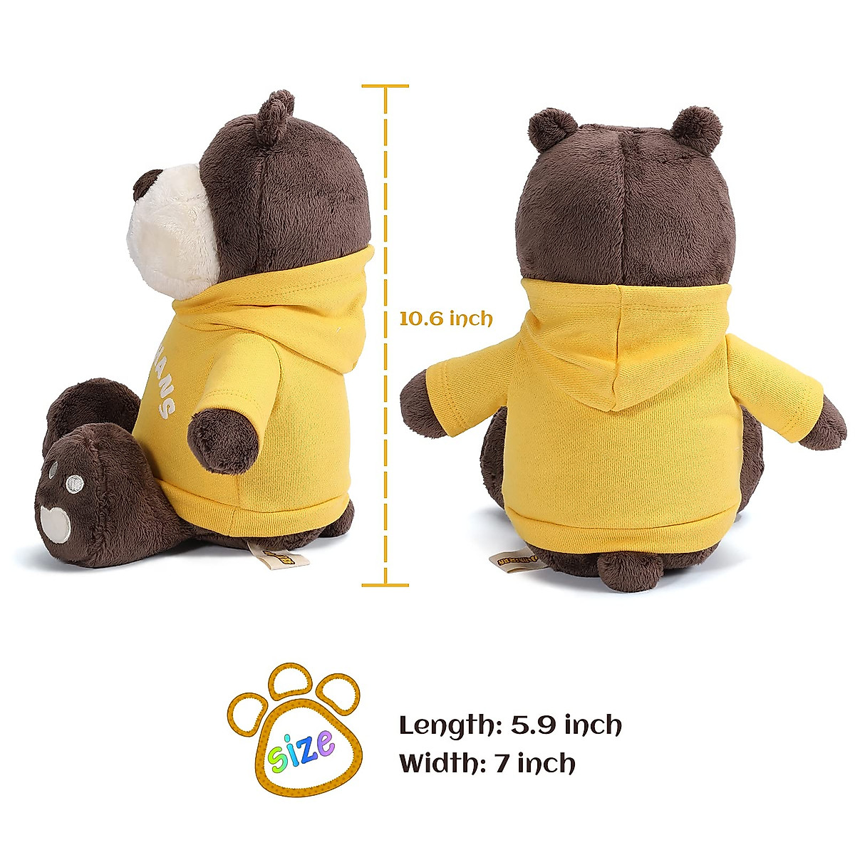 Wpond 10.6" Plush Toy, Super Soft Cuddly Plush Animal Bear Toys with Cute Costum, Birthday Christmas Valentine New Year's Gifts for Boys Girls Ladies Yellow