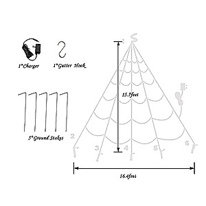 Halloween Decorations Outdoor 270'' Triangular LED Light Up Spider Web, Halloween Decor Indoor Clearance for Home Outside Yard Costumes Party Haunted House Garden Lawn