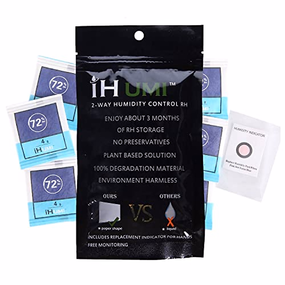 IHUMI 72% Humidity Packs, 2-Way Humidity Control Packs,for Flower,Wood Instruments,4 Gram-20 Pack
