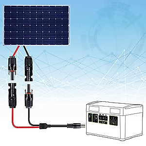 Vemote Solar Panel to 8MM Adapter Cable, DC 8mm Input Solar Generator Portable Power Station (with 5.5MMx2.5 Converter). (6FT/1.8M)