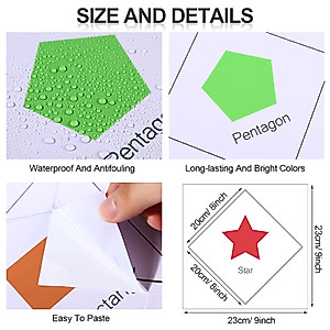 20 Pieces Shapes Wall Decals Stickers for Kids Removable Wall Vinyl Decals Kids Nursery Educational Wall Stickers for Preschool Classroom Toddlers Bedroom Playroom Wall Decorations