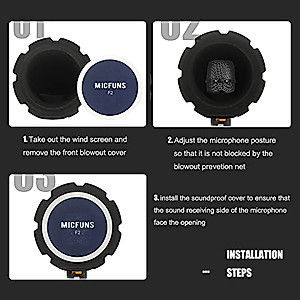 Micfuns F2 Professional Microphone Windscreens Pop Filter, Acoustic Filter for 45mm-60mm Recording Studios Microphones, Sound-Absorbing Foam that Reduces Noise and Reflections