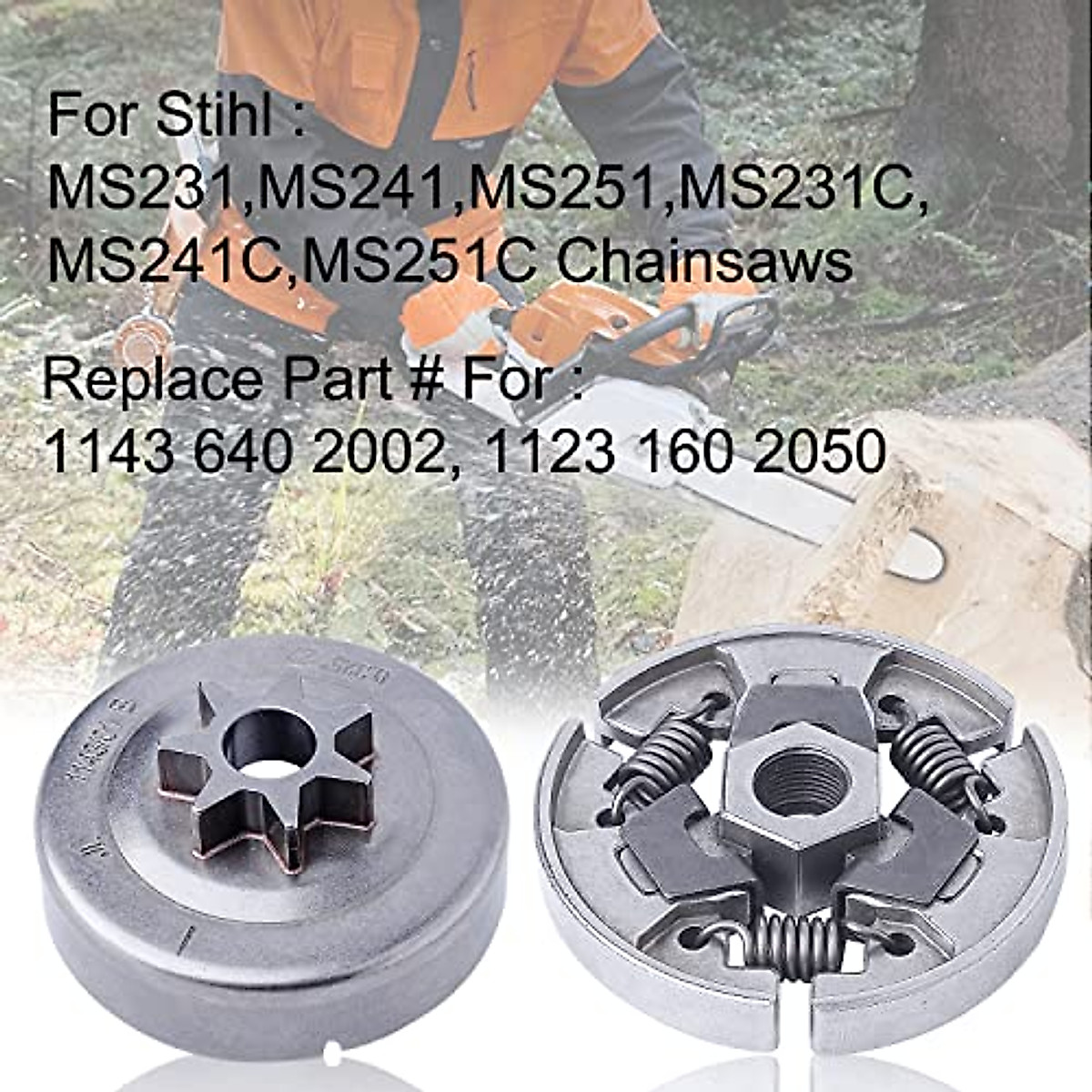 Mtanlo .325"-7T Clutch Drum Spur Sprocket Cover Kit for Stihl MS231 MS251 MS241 MS231C MS241C MS251C Chainsaw 1143 640 2002