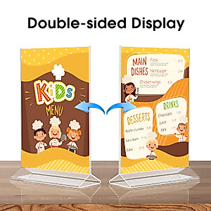 MaxGear Acrylic Sign Holder-Table Card Display-4 X 6 inches Clear Sign Display Holder-Plastic Table Menu Stand -Double Sided Ad Picture Frame for Office, Home, Store, Restaurant, 6 Pack