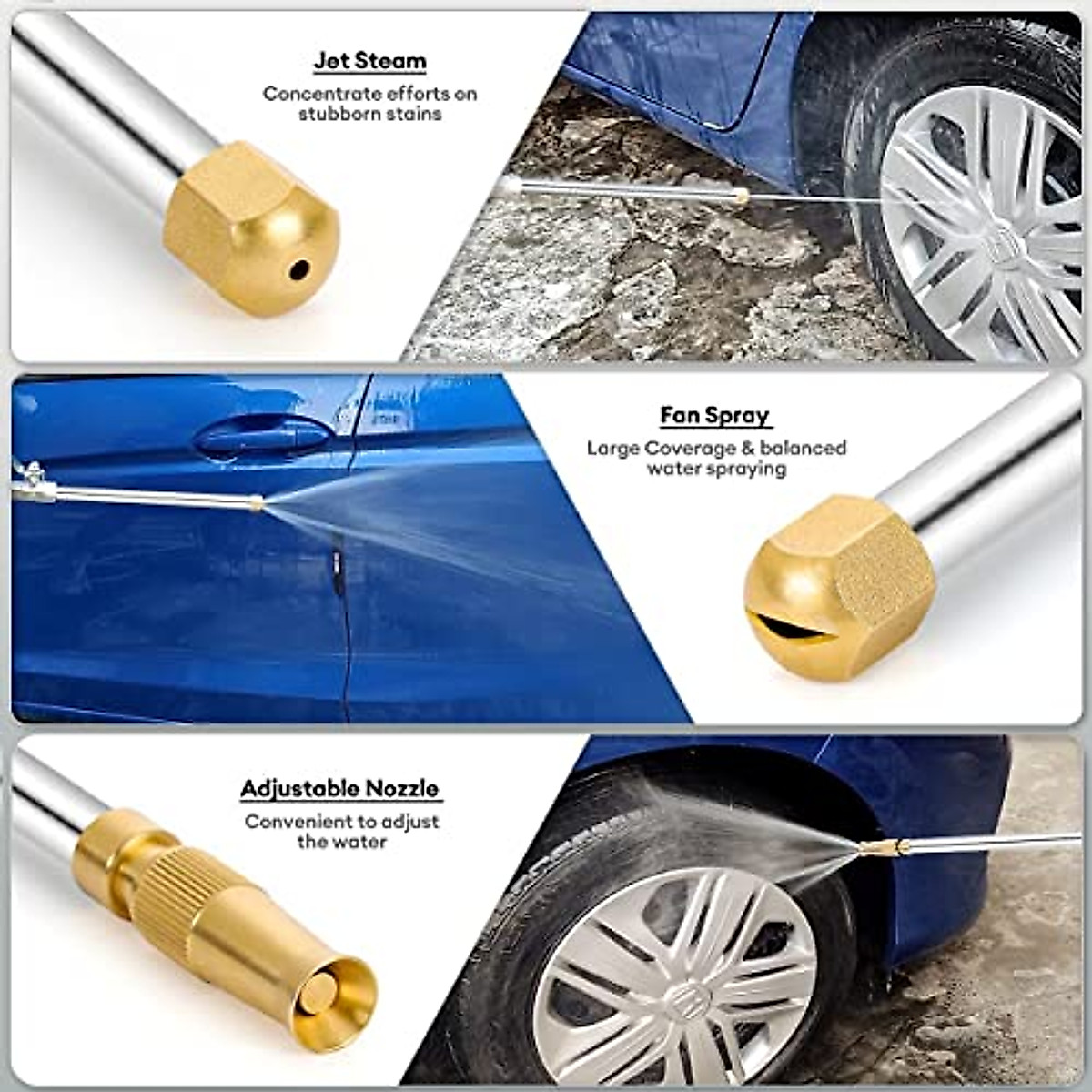 Gresonic Hydro Jet High Pressure Power Washer Wand for Garden, Portable Watering Sprayer with Universal Hose End and Hydrojet Water Power Nozzle for Gutter Patio Car Window House