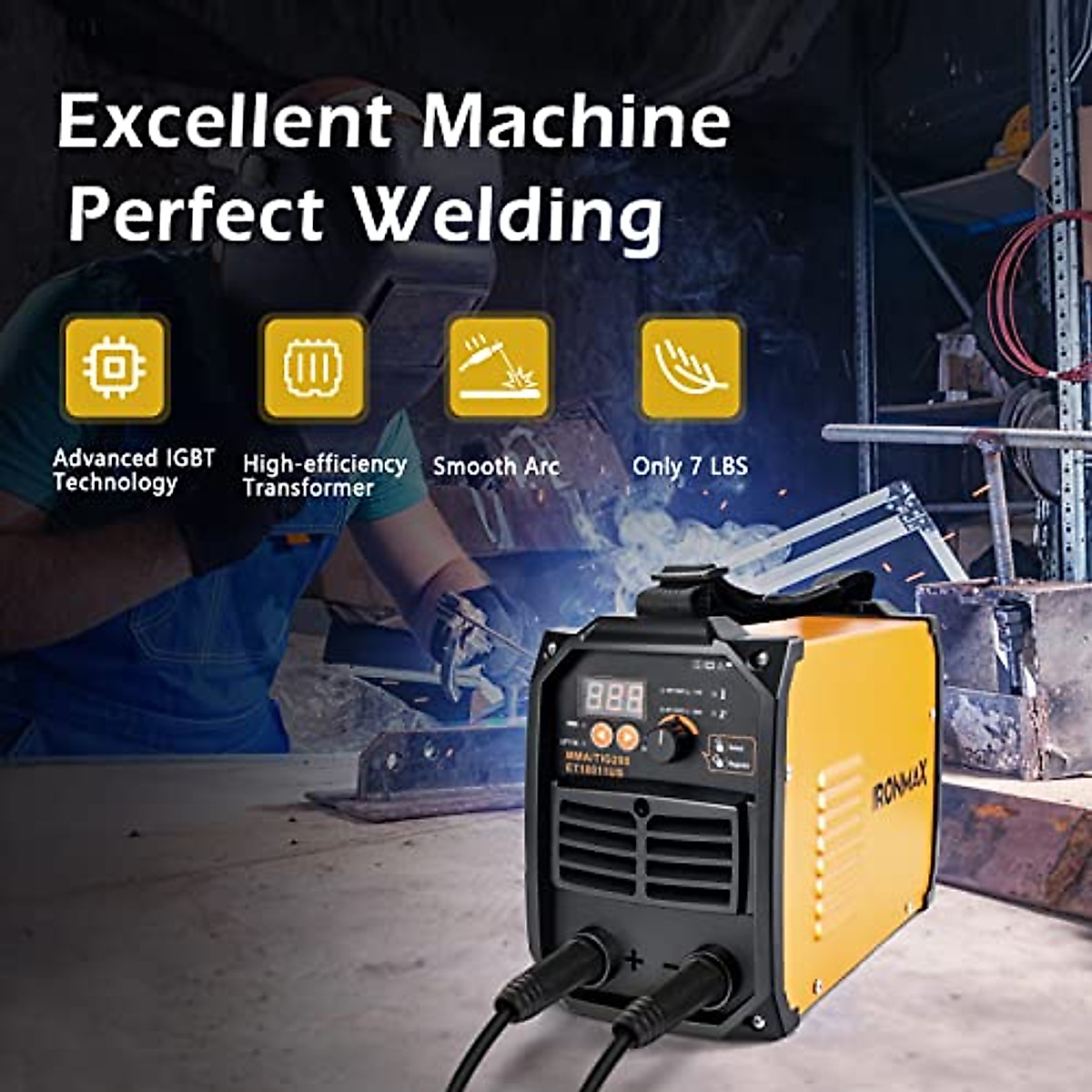 Happytools 200A MMA/TIG Welding Machine, 2 in 1 Portable Inverter ARC Welder with Adjustable Strap and Face Shield, 110/220V Stick Welder Welding Stainless Steel Iron Carbon Steel Metal