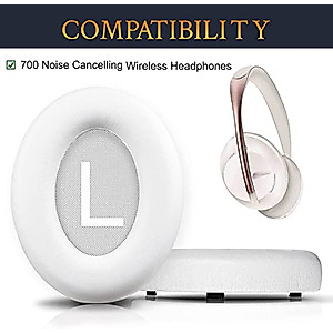 SOULWIT Replacement Earpads for Bose 700 (NC700) Wireless Headphones, Ear Pads Cushions with Softer Leather, High-Density Noise Cancelling Foam, Added Thickness - White