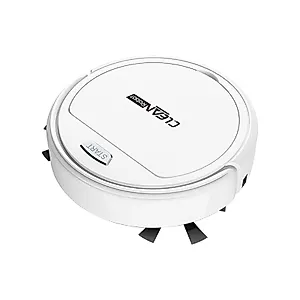 Robot Vacuum Cleaner, Self Detects Stairs Pet Hair Smart Navigation 3 In 1 Robotic Vacuum Cleaner With Watertank/Dustbin/Brush, Blocked By Hair, Remote/App, Ideal for Home Office Carpet Tile (White)