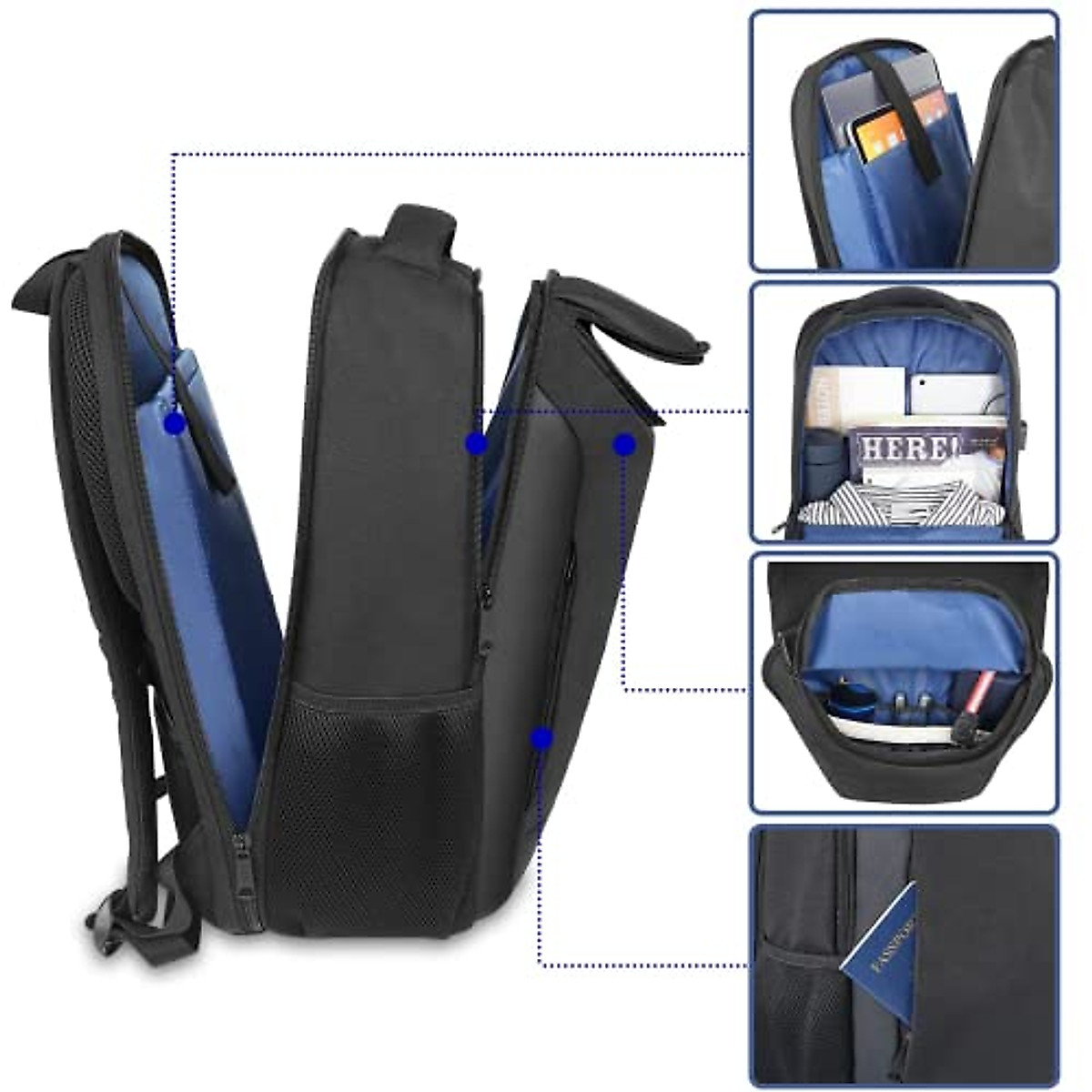 DEEGO Business Backpack for Men, TSA Approved Laptop Backpack for Men with USB Charging Port, Water Resistant Durable Anti Theft Work Backpack for Men Women Fits 15.6 Inch Laptop, Black