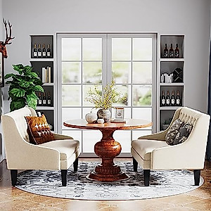 Andeworld Modern Tufted Button Back Upholstered Loveseat for Dining Room Hallway or Entryway Seating (Ivory)