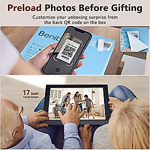 17 Inch Digital Picture Frame - Benibela 2.4G/5G Dual WiFi AI Smart Electronic Digital Photo Frame, Remote & App Control, Motion Sensor, 32GB, Wall Mounted, Share Video via App Cloud Email USB(4:3)