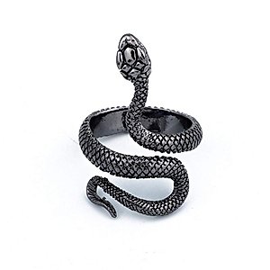 Mr.S Shop 1PCS Retro Punk Exaggerated Snake Ring Fashion Personality Stereoscopic Opening Adjustable Ring (Black)