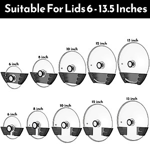 Universal Adjustable Pot Lid Holder Organizer for Cabinet - Upgraded Patented Niceyos 4 Pack Pan Lids Organizers Inside Cabinet Door Wall Mount Pots Top Rack for Kitchen Cupboard Fit 6" to 13" (Black)