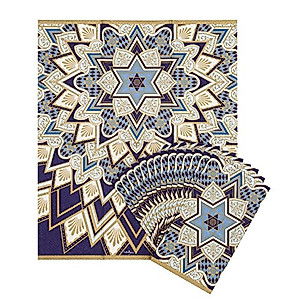 Design Design Passover Seder Decorative Paper Hand Towels for Bathroom Guest Towels Disposable, Use for Hanukkah Party Napkins Jewish Holidays, Bar Mitzvah Blue Judaica Pak 30