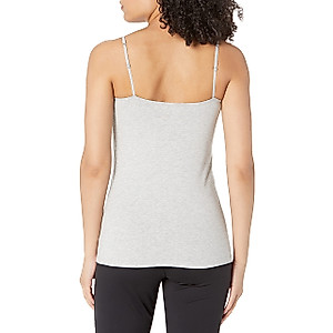Amazon Essentials Women's Slim-Fit Camisole, Pack of 4, Black/Charcoal Heather/Light Grey Heather/White, Medium