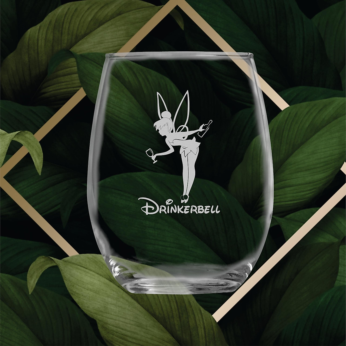 Fairy Gifts - Drinkerbell - 15 oz Fairy Wine Glass - Permanently Engraved - Birthday Present - Funny Movie Themed Gifts - Couples - Handmade - Pixie Dust - Peter Pan