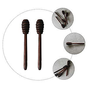 DOITOOL 2pcs Black Walnut Wood Honey Dipper Honey Spoons Stick Honeycomb Sticks Honey Stirrer Honey Wand for Honey Jar Dispense Drizzle Honey Party Favors