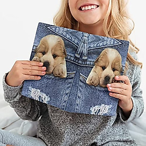 AFPANQZ Funny Denim Dog Print Book Covers Book Sleeve Textbook Paperback Protector Book Pouch Reusable Washable Book Covers 9 x 11 Inches Elastic Book Covers