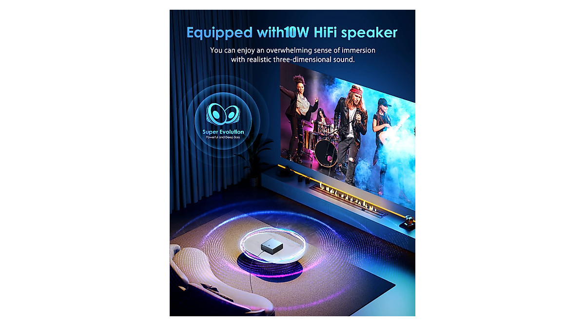 Raydem Portable Projector with 5GHz Wi-Fi & Bluetooth | 1080P, 350 ANSI