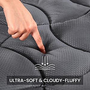 SLEEP ZONE Cooling Mattress Topper California King, Premium Zoned Cool Mattress Pad Cover, Padded Mattress Protector Breathable Washable, Deep Pocket 8-21" (Grey, Cal King)