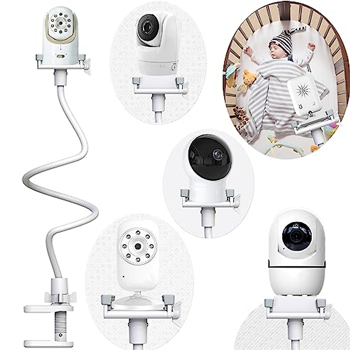 Universal Baby Camera Mount Flexible Baby Monitor Holder Shelf Compatible with Infant Optics Baby Monitor,Baby Monitor Camera Holder Strong Camera Shelf Bracket Compatible with Most Baby Monitors