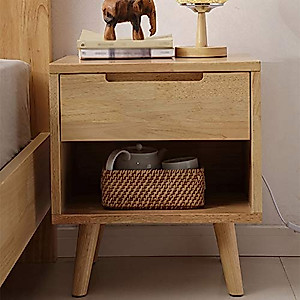 CXDTBH Wood Rectangle Side Accent Living Room Storage Shelf End Table, Nightstands Bedroom Furniture Solid