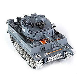 HENAA RC Tank Model, 1/18 2.4Ghz RC German Tiger Infrared Remote Control Main Battle Tank, Military Vehicle Model Alloy Crawler
