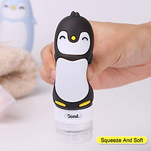 Heicat Travel Bottles Set for Liquids, TSA Approved Leak Proof Silicone Cosmetic Travel Containers, for Shampoo, Conditioner, Lotion, Toiletries 3OZ (Penguin)