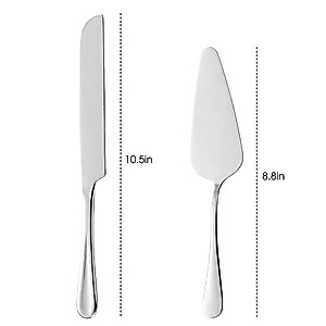 ERVILO Cake Serving Set, Cake Pie Pastry Servers, Stainless steel Cake Knife and Server Set Perfect For Birthday, Wedding, Parties and Events (Silver)