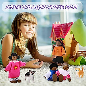 10 Pcs Wooden Dollhouse Family Set of 8 Mini People Figures and 2 Pets, Dollhouse Dolls Wooden Doll Family Pretend Play Figures Accessories for Pretend Dollhouse Toy (Cute Style)