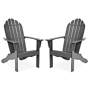 Tangkula Adirondack Chair, Acacia Wood Adirondack Lounger Chair, Outdoor Armchairs with Slatted Seating, Weather Resistant, for Patio Deck Lawn Backyard, Garden Adirondack Furniture (2, Grey)