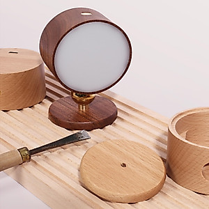 Leapair Wooden LED Wall Sconce, Wall Mounted Lamp,Wooden Night Light with Rechargeable Battery Operated 360°Rotate Magnetic Ball, Cordless Wall Light for Reading