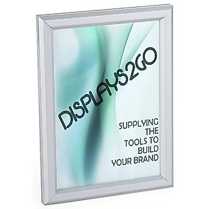 Displays2go Office Sign Holder, 5 x 7 Inch Frame, Quick Snap Border, Lens Included, Silver Aluminum (WSNF57SV)