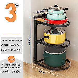 ANAMPION Pots and Pans Organizer for Cabinet, Snap-on and Adjustable Heavy-Duty Pot and Pan Rack,Pot Organizer for Kitchen Organization& Storage (3-tiers)