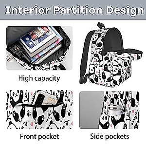 Cute Panda Backpack For Women Men, 16.9 Inch Cute Panda Laptop Backpack College Bag Cute Travel Backpack