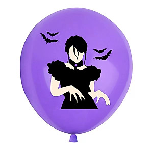 Generic 24 PCS Wednesday Balloon Birthday Party Decoration, Addams Family Birthday Party Decorations,Birthday Theme Party Decoration