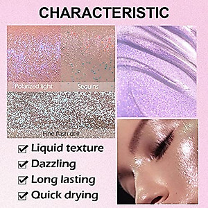 evpct 10 Colors Glitter Liquid Gel Eyeliner Eye Glitter Eyeshadow Makeup Set Pink Brown White Gold Glitter Liquid Eye shadow Set delineador de ojos contra el agua delineadores de colores para ojos
