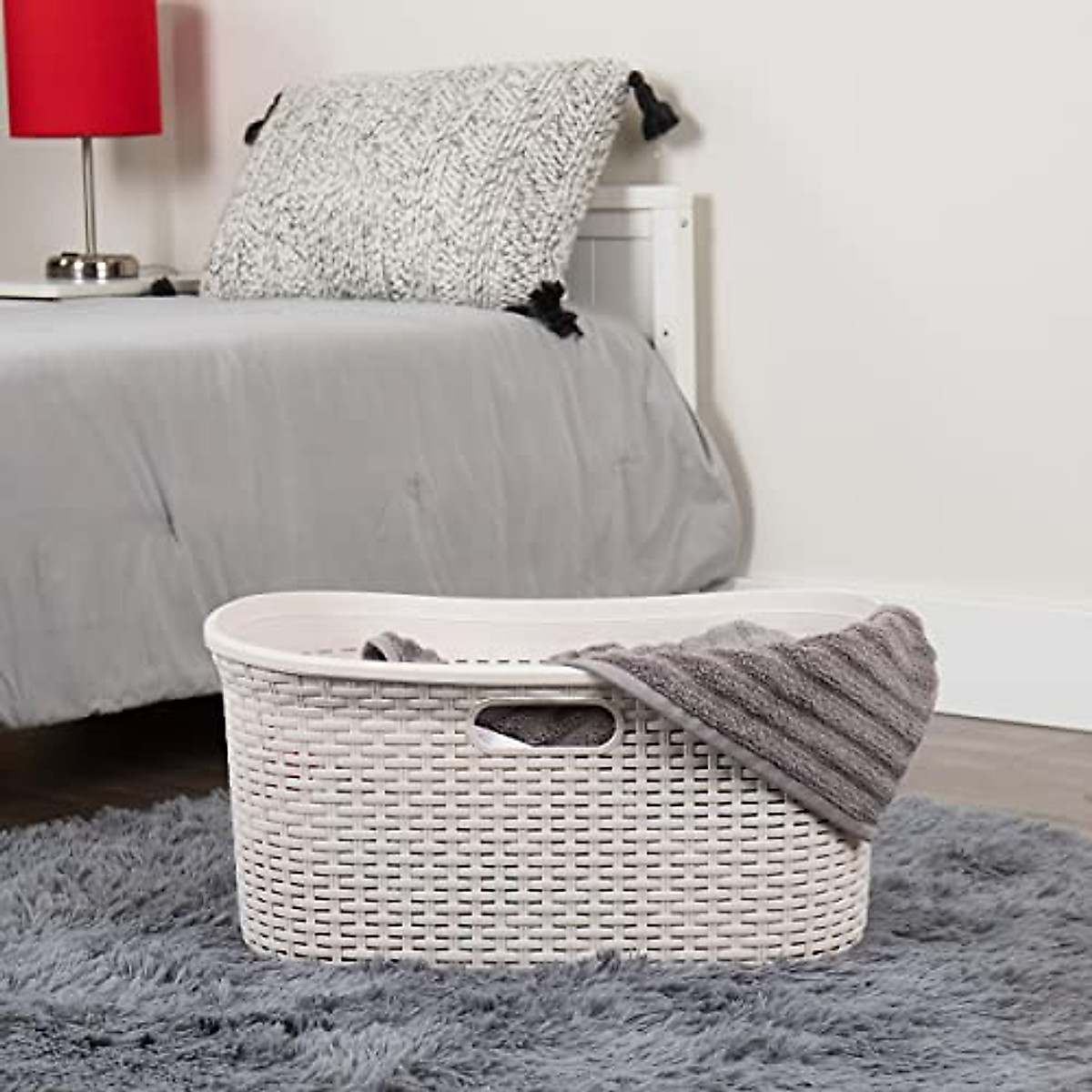 Mind Reader Basket Collection, Laundry Basket, 40 Liter (10kg/22lbs) Capacity, Cut Out Handles, Ventilated, 23"L x 14.5"W x 11"H, Ivory