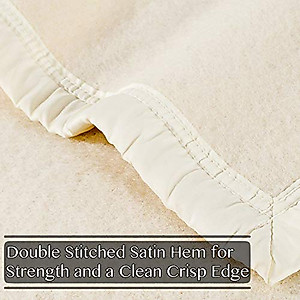 Poyet Motte Rivoli Solid 400GSM 100% Virgin Wool Blanket, Medium/Heavy Weight, Machine Washable (Natural Solid, Full/Queen Size)