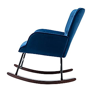 HomSof Modern Rocking Nursery Upholstered Accent Rocker Chair for Living Room, One Size, Navy