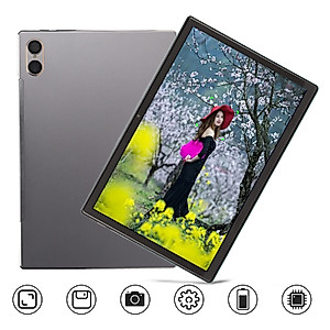 Tablet PC, 7000mAh 10 Inch Dual Camera Octa Core CPU Business Tablet IPS Screen Gray for Office (US Plug)