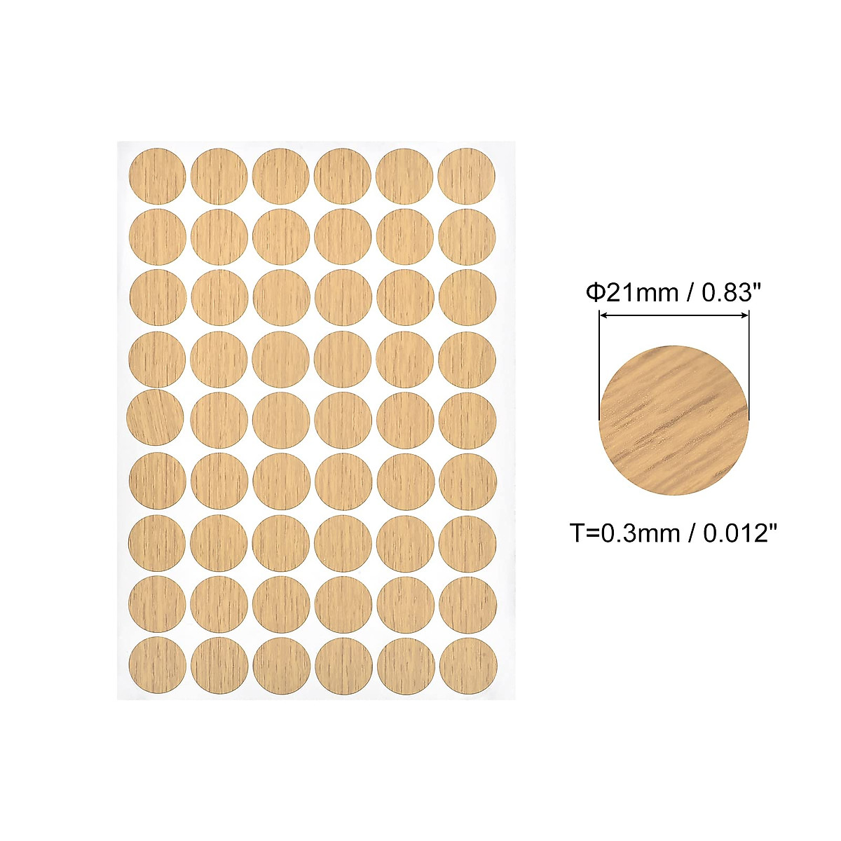 uxcell Screw Hole Cover Stickers, 21mm Dia PVC Self Adhesive Covers Caps for Wood Furniture Cabinet Shelf Wardrobe, Maple 6 Sheet/324pcs