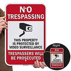 SmartSign - T1-1074-EG_12x18 “No Trespassing - This Property is Protected by Video Surveillance, Trespassers Will Be Prosecuted” Sign | 12" x 18" 3M Engineer Grade Reflective Aluminum 12" x 18" 3M Reflective Aluminum