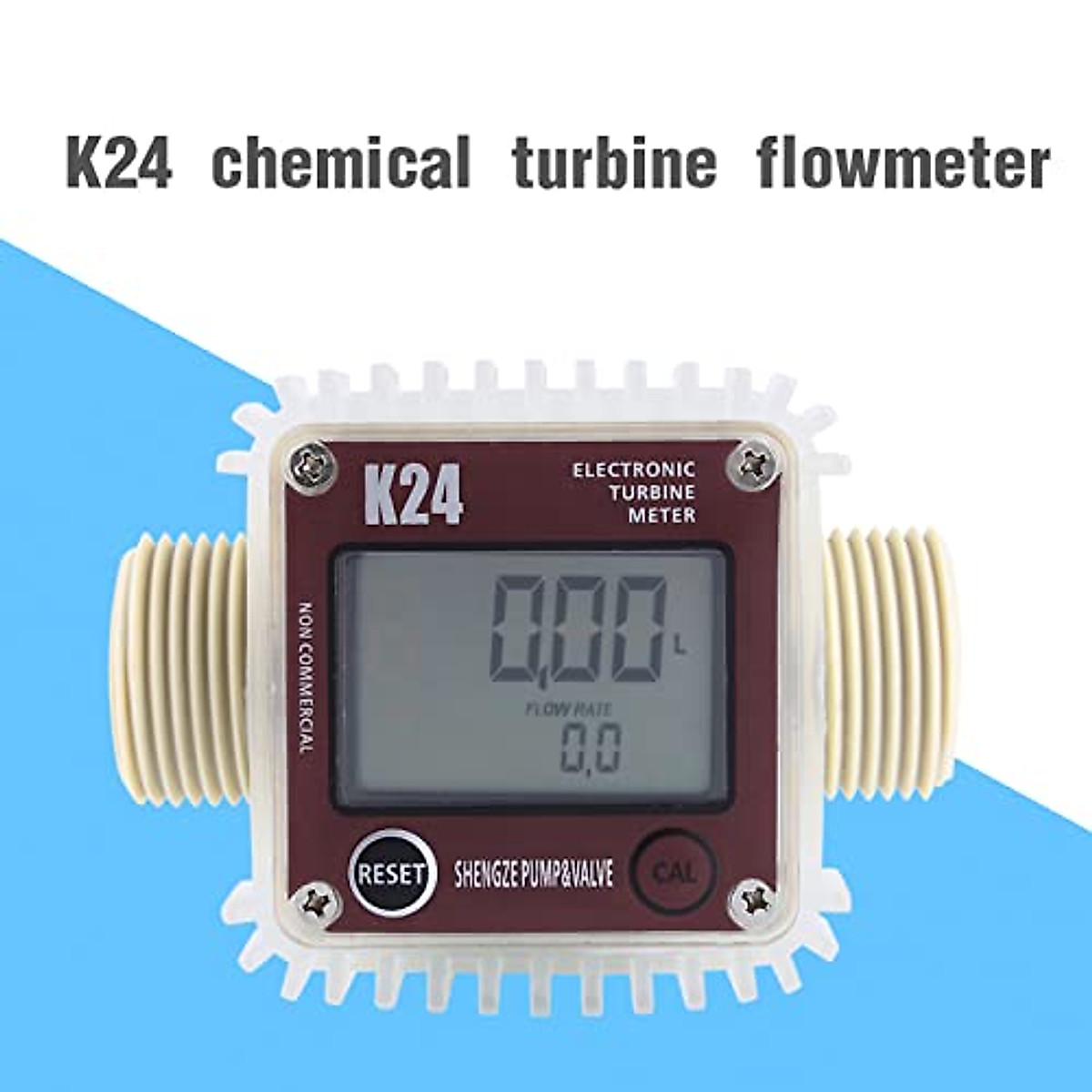 Fuel Flow Meter K24 Turbine Digital Fuel Flowmeter with LCD Display for Chemicals Liquid Water Red