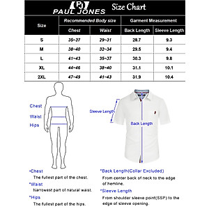 PJ PAUL JONES Men's Business Dress Shirts Short Sleeve Muscle Fit Casual Activewear Button-Down Dress Shirts Dark Blue S